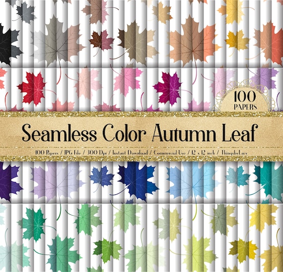 100 Seamless Color Autumn Leaf Digital Papers 12 Inch 300 Dpi - Etsy