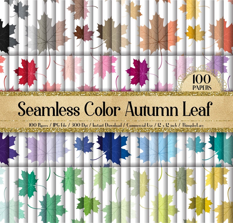 100 Seamless Color Autumn Leaf Digital Papers 12 Inch 300 Dpi - Etsy
