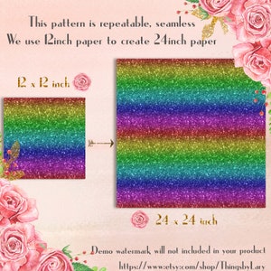 18 Seamless Rainbow Shimmering Glitter Digital Papers 12x12" 300 Dpi ...
