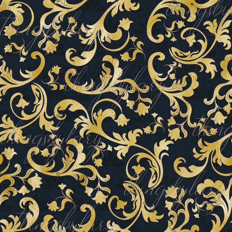 42 Gold Foil Seamless Damask Ornament Overlays 12inch | Etsy