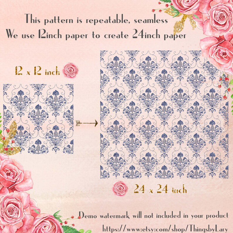 42 Various Glitter Seamless Damask Ornament Overlay Images 12in ...