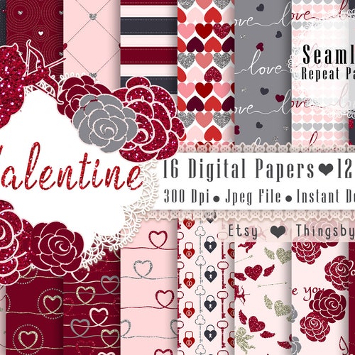 16 Pastel Pink and Purple Love Seamless Papers 12 X 12 Inch - Etsy