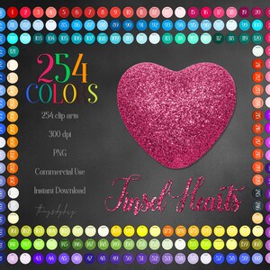 254 Real Tinsel Glitter Heart Digital Images PNG 300 Dpi Instant ...