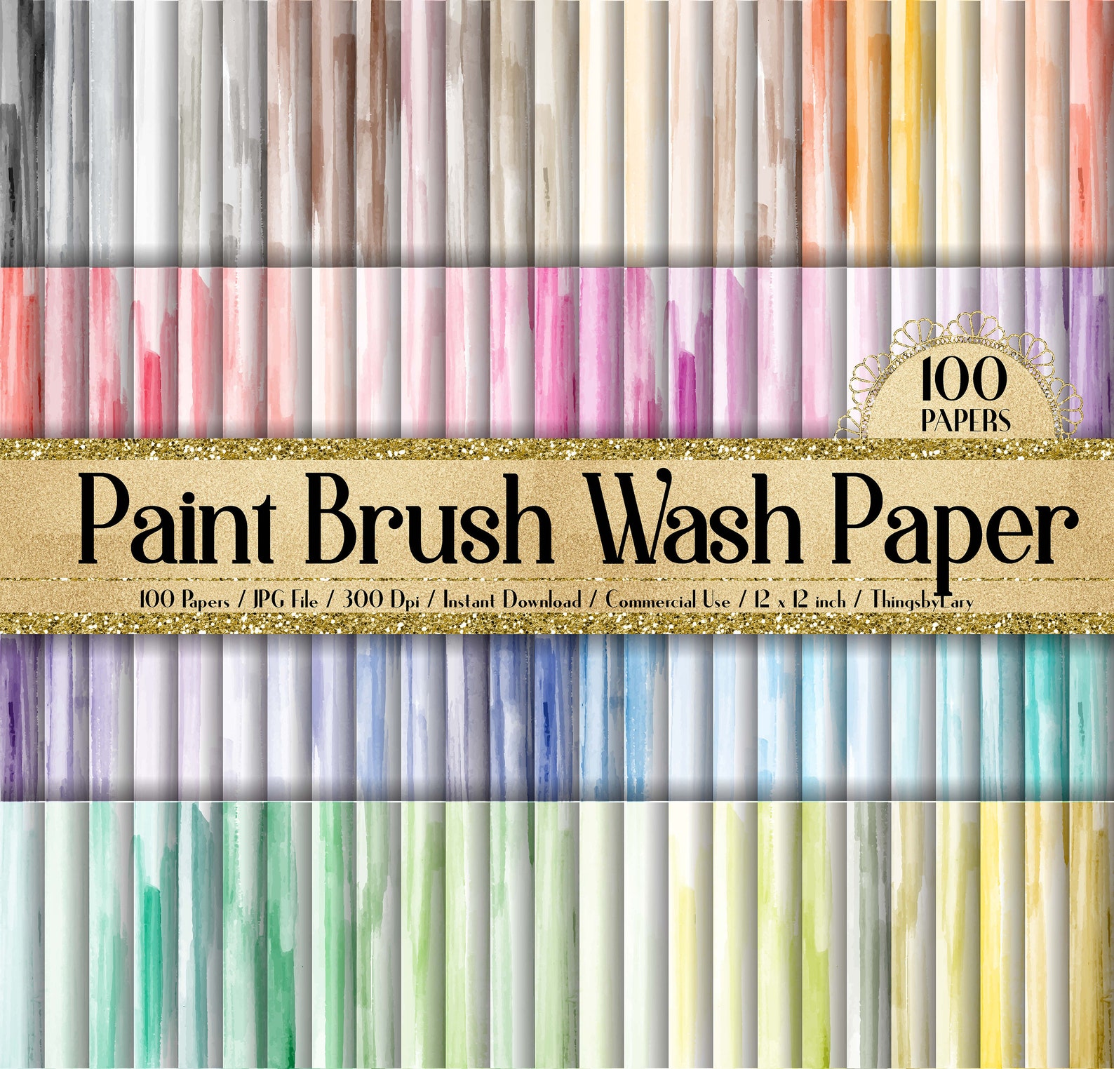 100 Paint Brush Wash Texture Digital Papers in 12 Inch | Etsy
