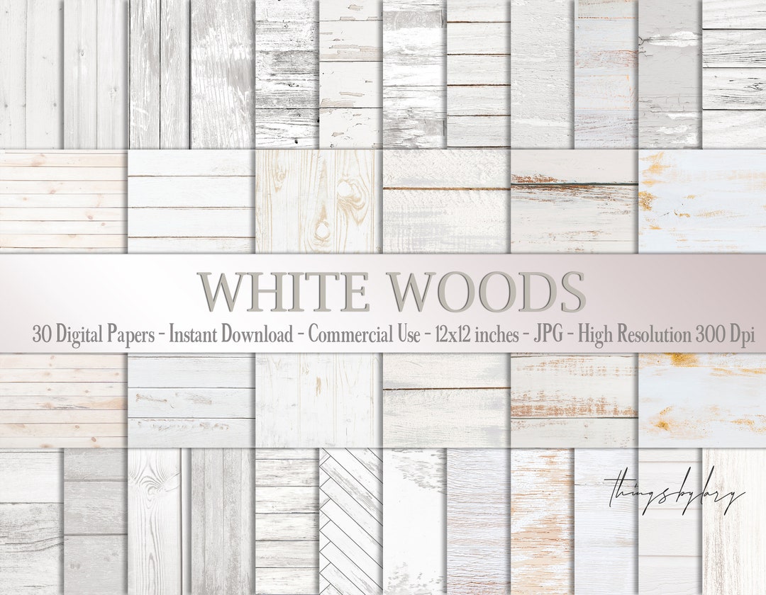 30 White Wood Rustic Wood Shabby Chic Digital Papers Commercial Use ...