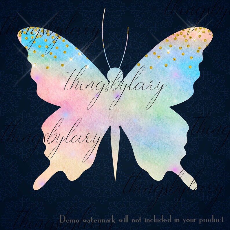 30 Rainbow Glitter & Watercolor Butterfly Clip Arts 300 Dpi Instant ...