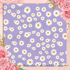 100 Seamless Daisy Flower Digital Papers 12x12" 300 Dpi Planner Paper ...