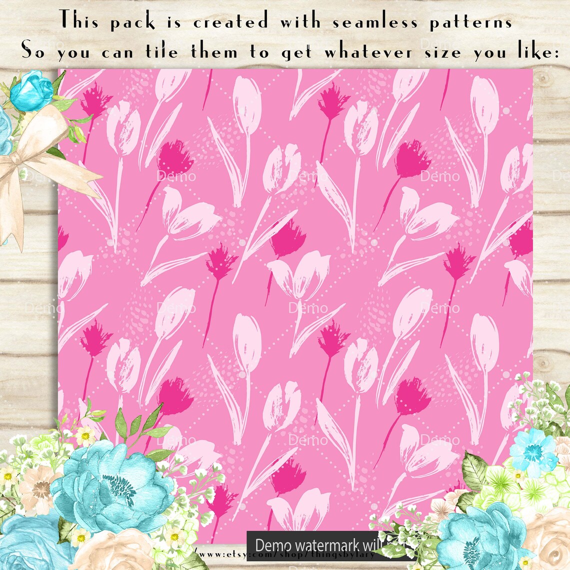 100 Seamless Tulip Flower Papers in 12 Inch 300 Dpi Planner - Etsy