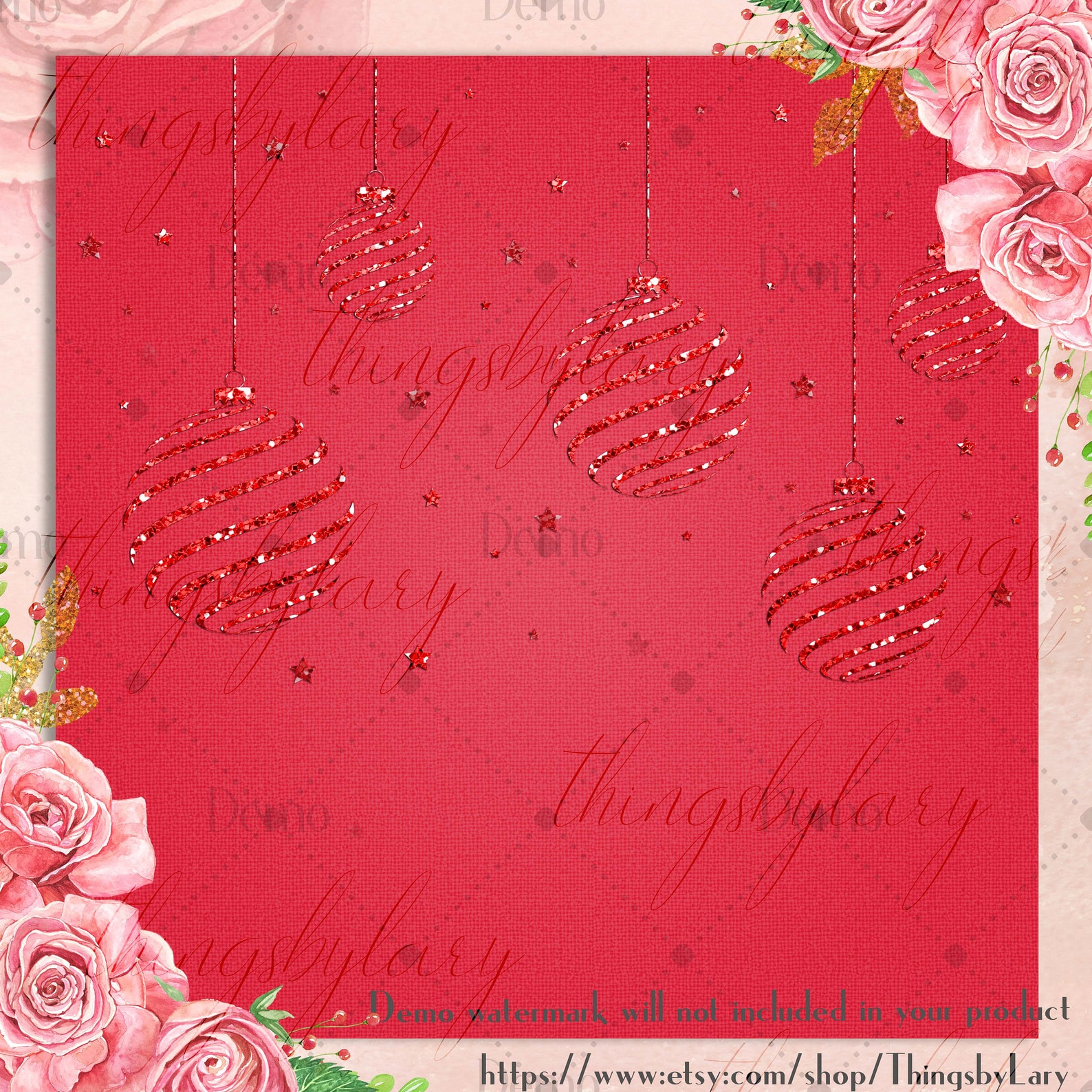 16 Red Glitter Christmas Digital Papers 12" 300 Dpi Instant Download ...