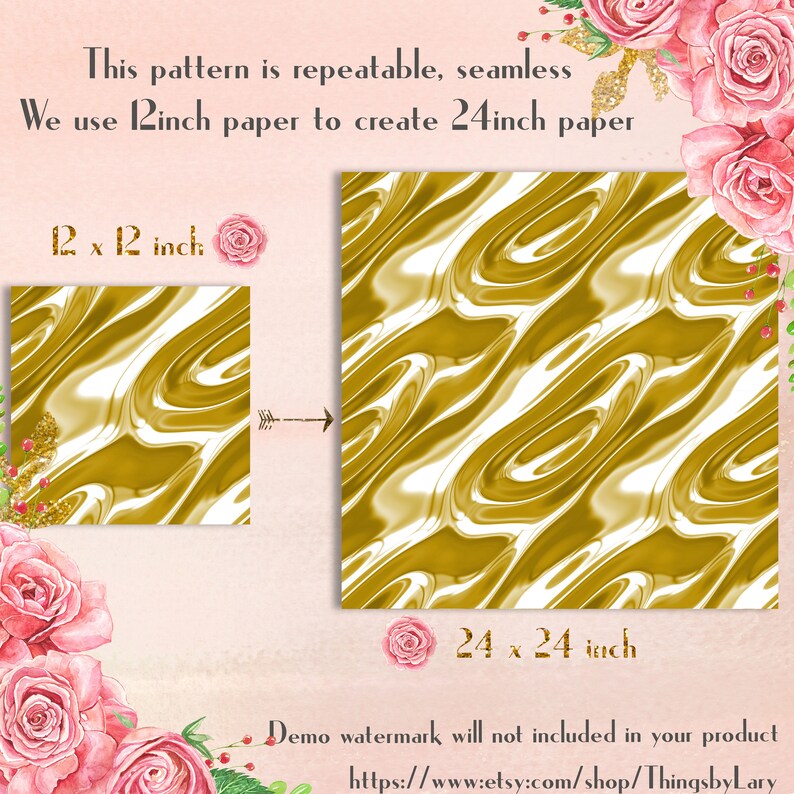 100 Seamless Liquid Metallic Digital Papers 12x12 300 - Etsy