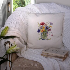 12 Watercolor Wildflower in a Mason Jar Ephemera Isolated Transparent ...