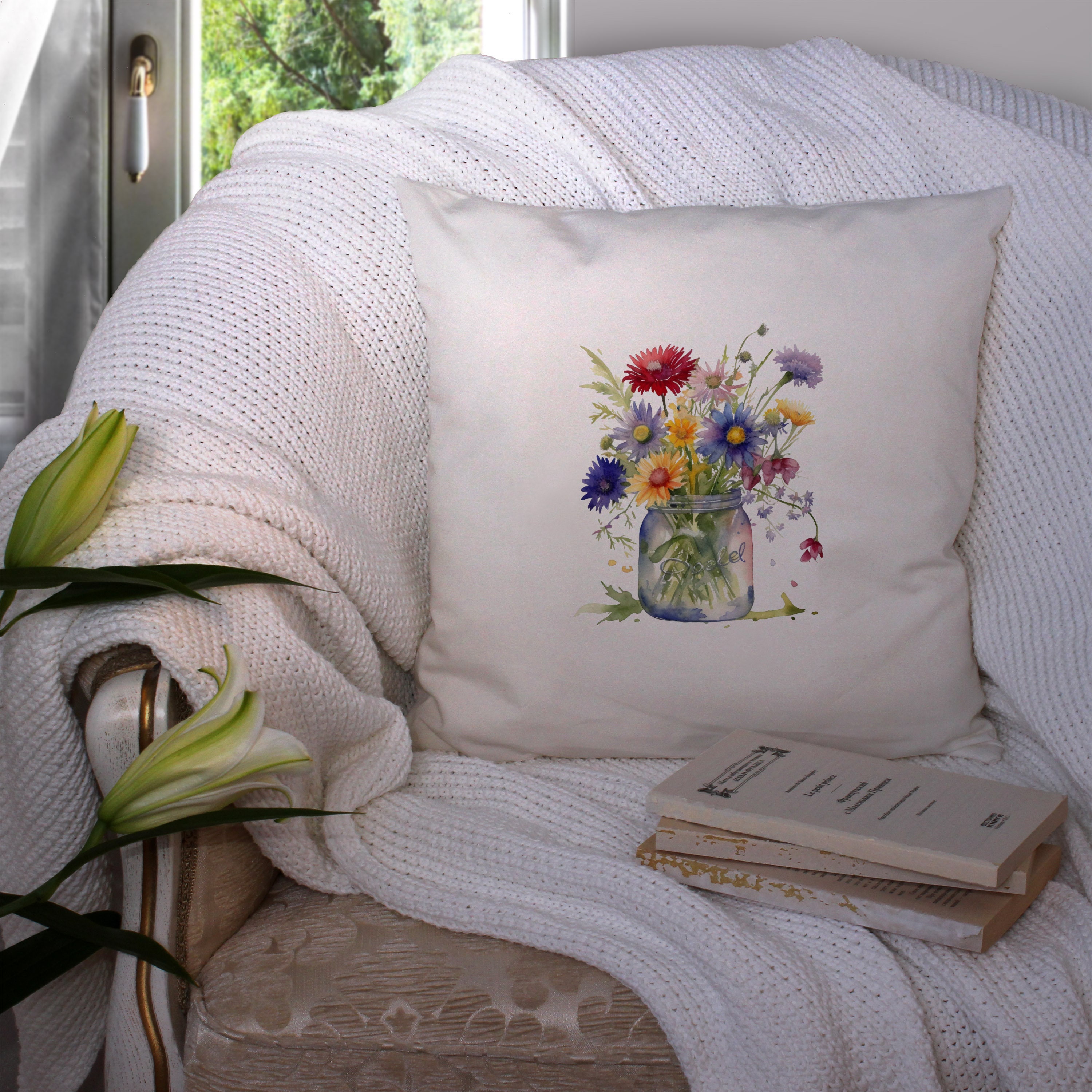 12 Watercolor Wildflower in a Mason Jar Ephemera Isolated Transparent ...