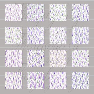 16 Seamless Watercolor Lavender Flower Digital Papers 300 Dpi ...