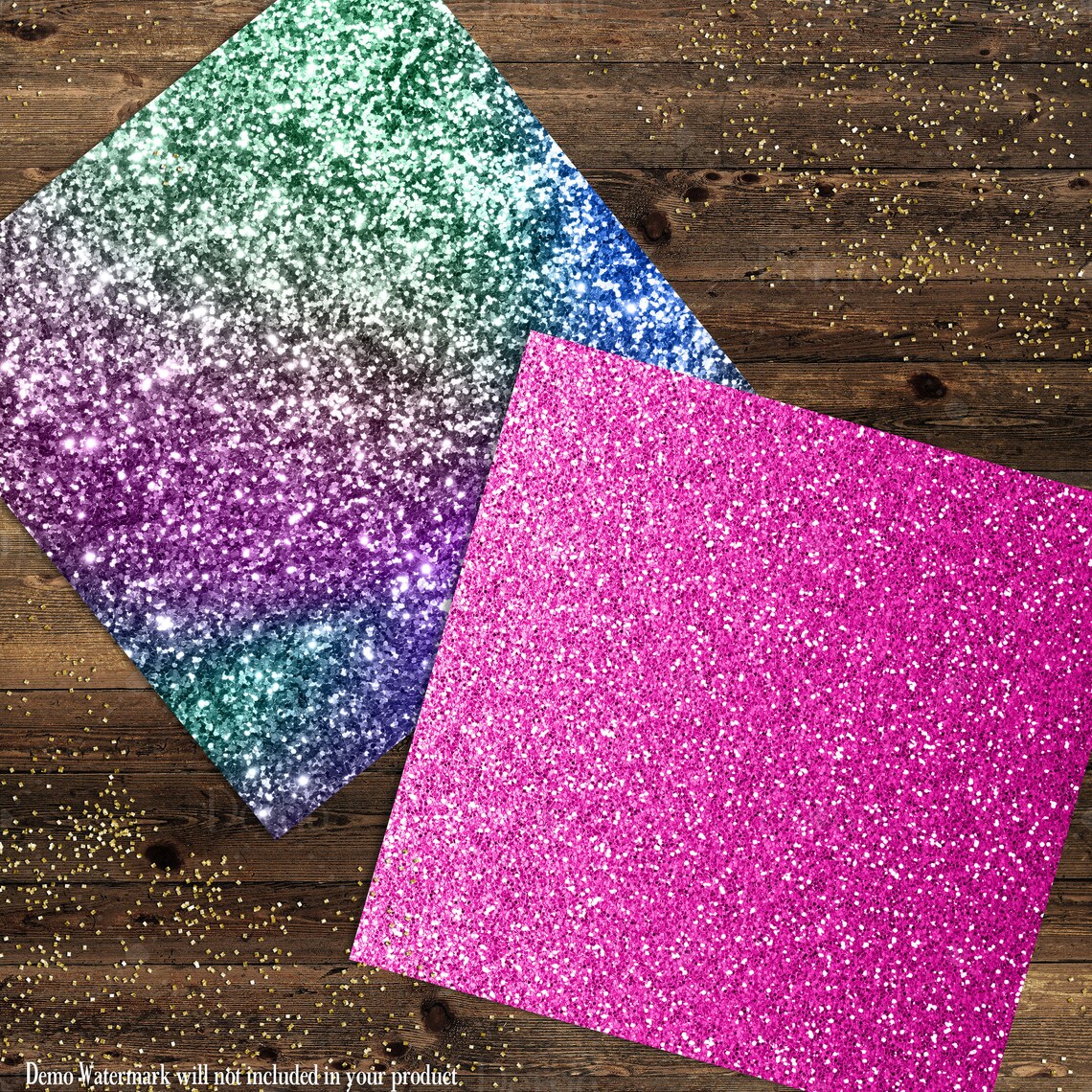 16 Magical Fairy Tale Unicorn Mermaid Glitter Digital Papers Commercial ...