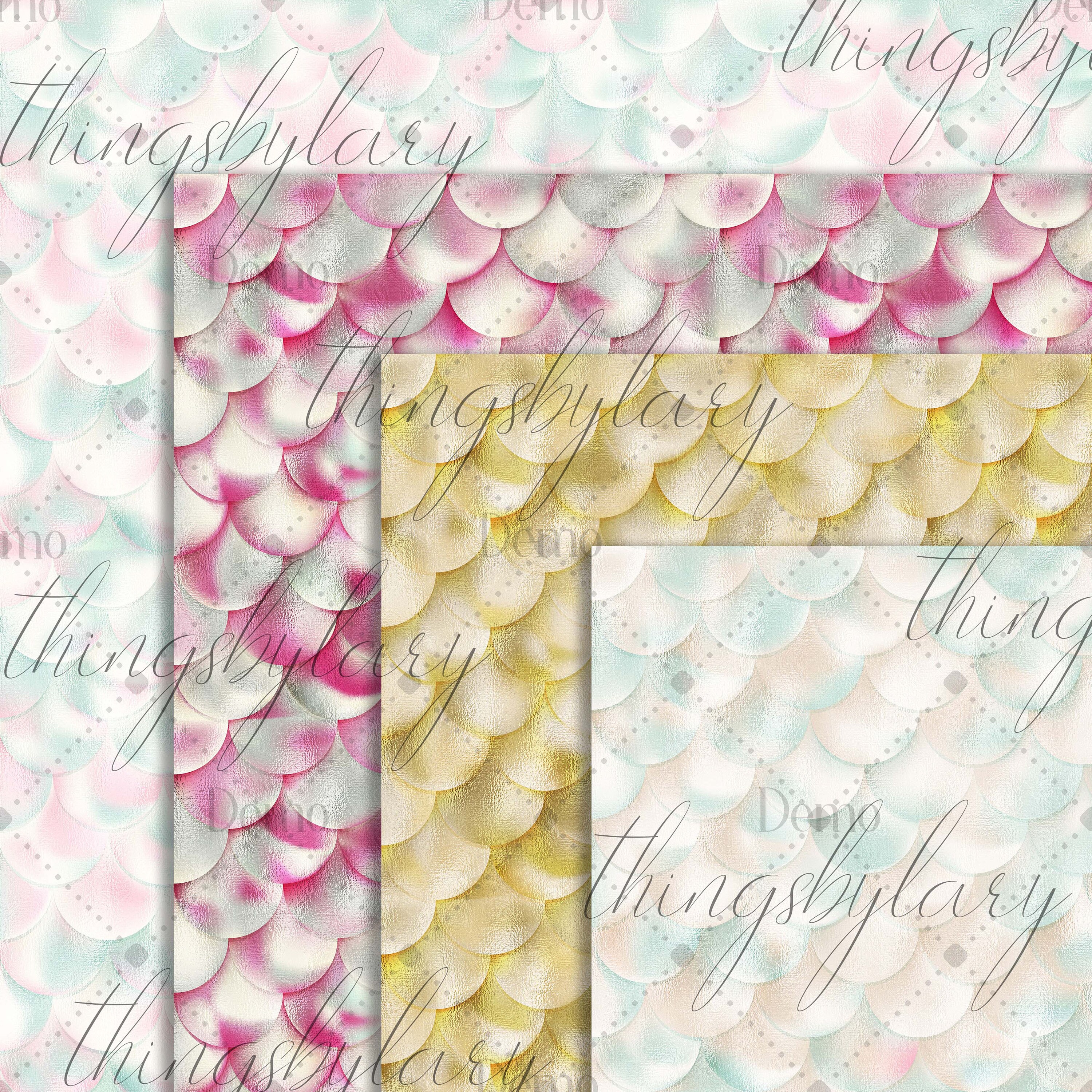 16 Seamless Foil Mermaid Scale Papers Rainbow Mermaid Paper, Digital ...