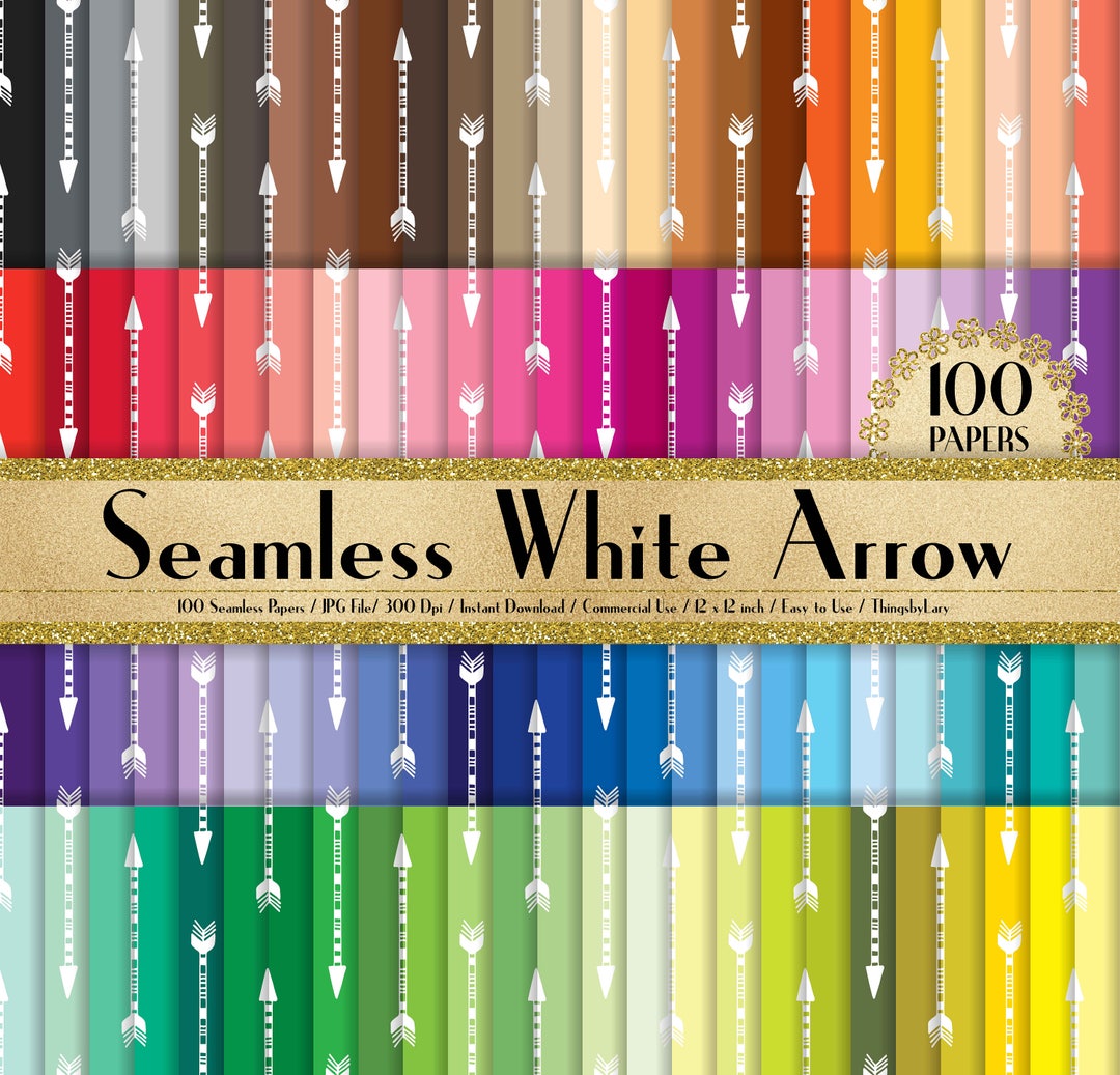 100 Seamless Boho White Arrow Papers in 12" X 12", 300 Dpi Planner ...