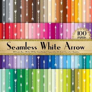 100 Seamless Boho White Arrow Papers in 12" X 12", 300 Dpi Planner ...