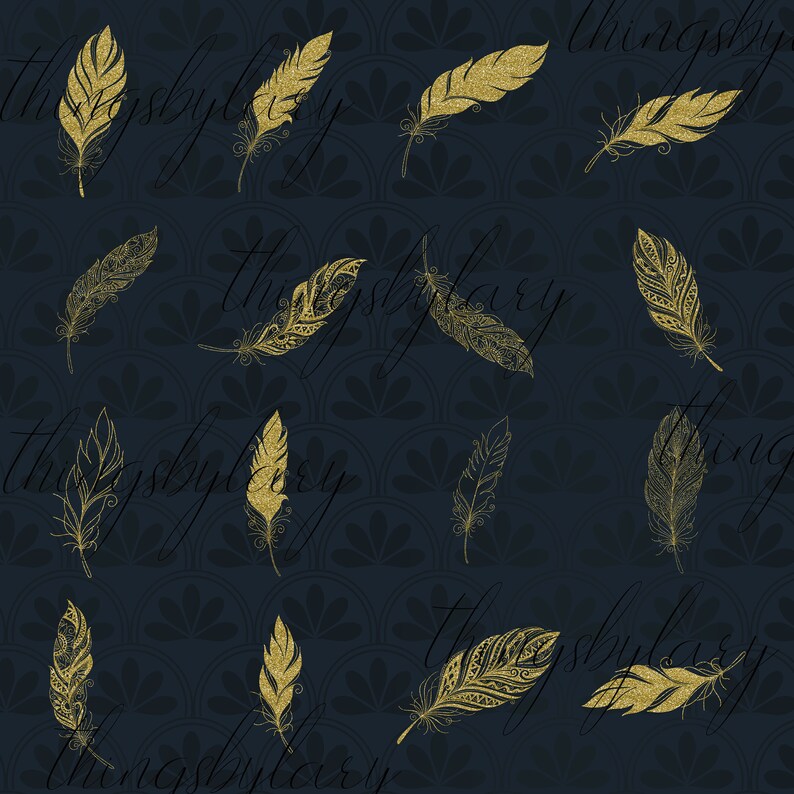 Gold Glitter Feather Sets 16 Cliparts 300 Dpi Instant - Etsy