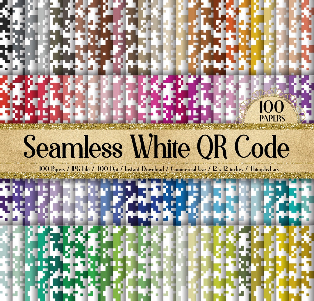 100 Seamless White QR Code Digital Papers Commercial Use Seamless Pixel ...