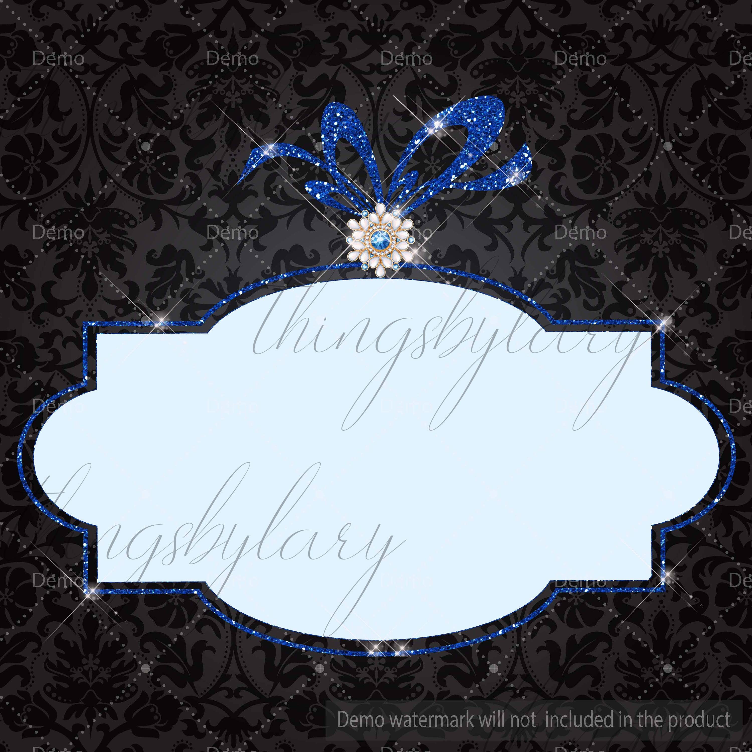Blue Royal Frame Glitter and Jewelry Frame Clipart Glitter | Etsy
