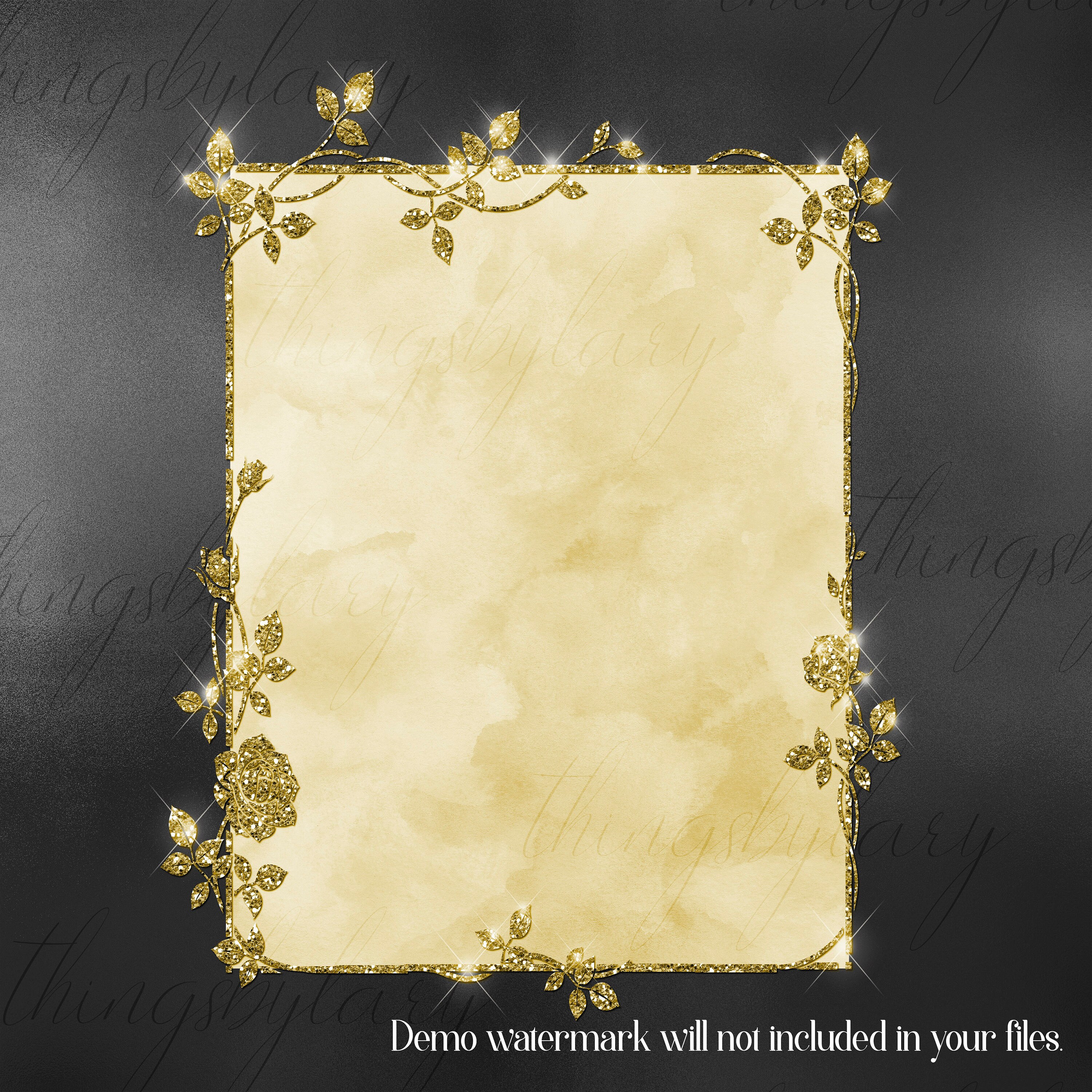 100 Glitter Watercolor Floral Frames 8.5x11 PNG Commercial Use ...