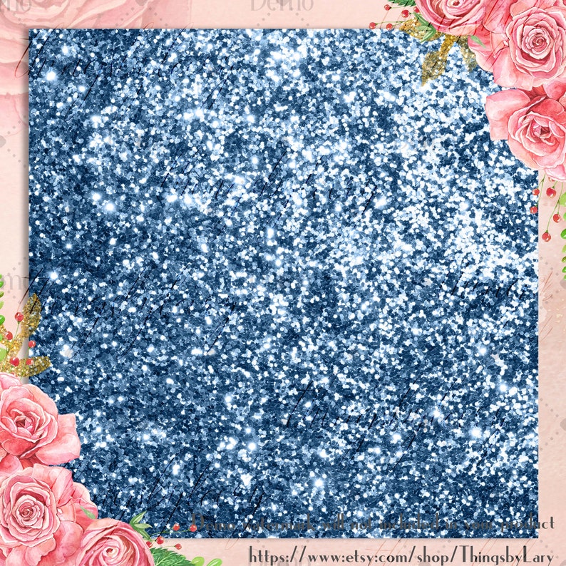 16 Luxury Silver and Light Blue Glitter Plaid Tartan Digital Paper Pack ...