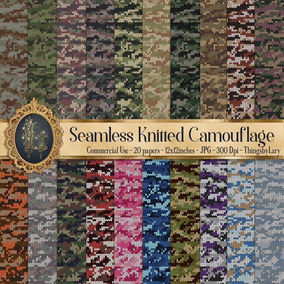 20 Seamless Knitted Camouflage Digital Papers Commercial Use Military ...