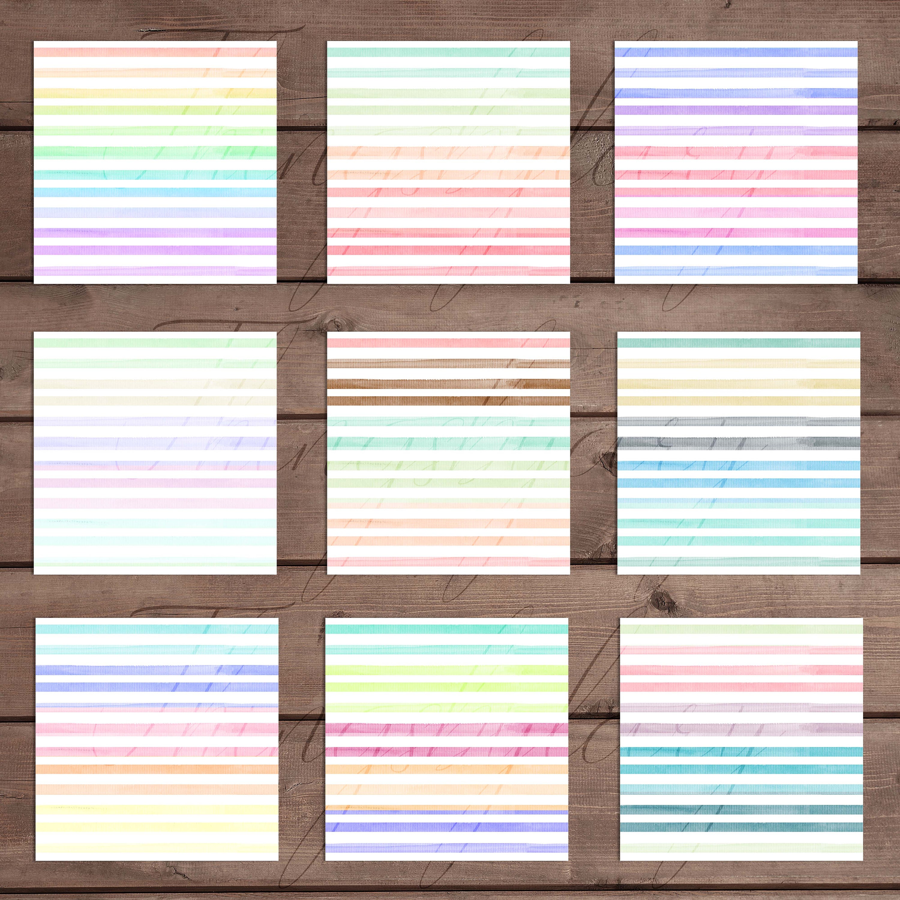 16 Seamless Watercolor Pastel Rainbow Ombre Stripes Digital - Etsy
