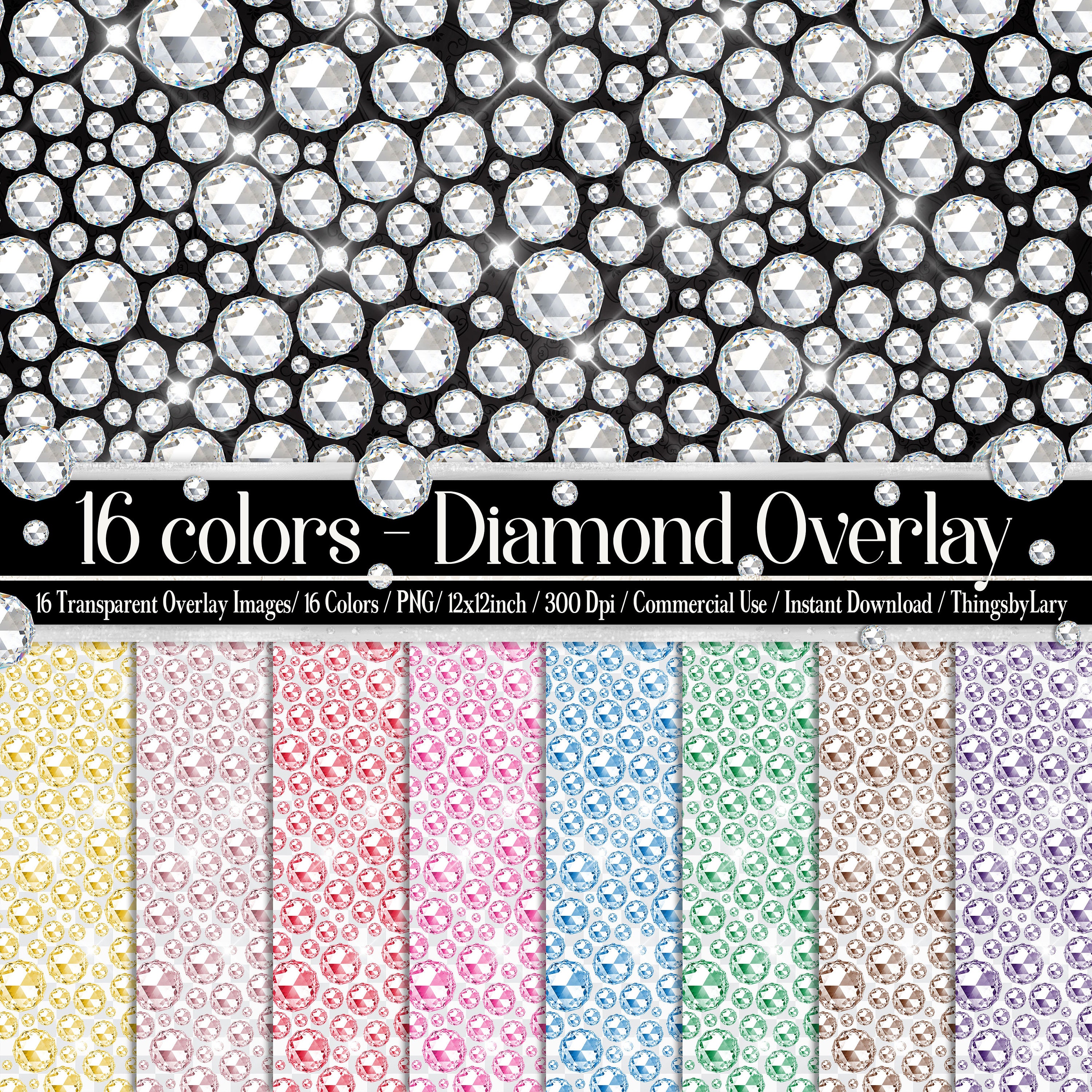 16 Real Diamond Overlay Images Seamless Pattern 16 Colors - Etsy UK