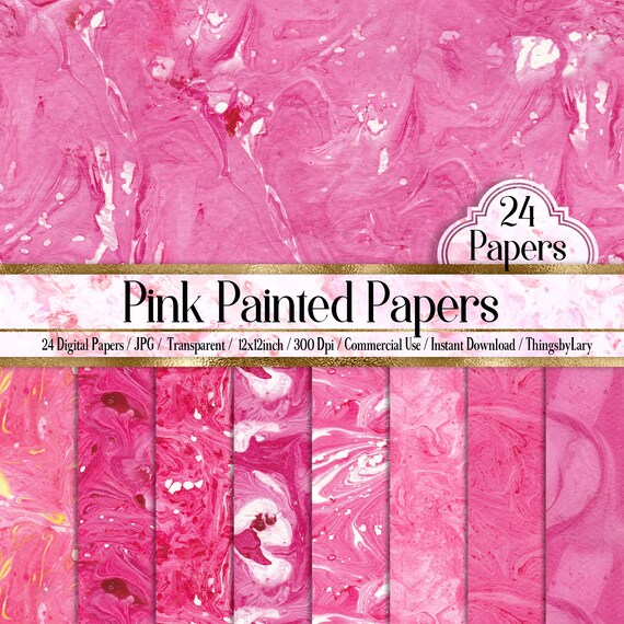 24 Pink Painted Texture Papers 12inch 300 Dpi Planner Paper - Etsy