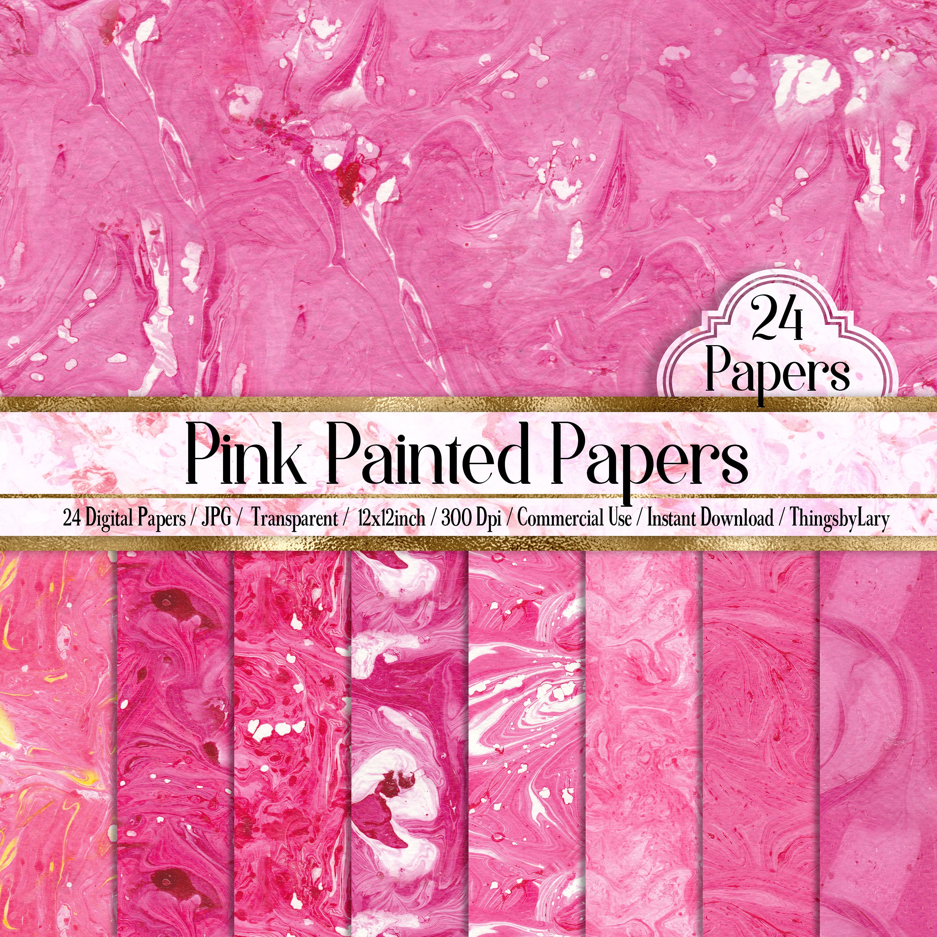 24 Pink Painted Texture Papers 12inch, 300 Dpi Planner Paper ...