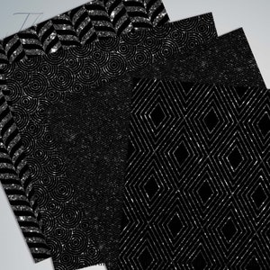 16 Seamless Glitter Black Digital Papers 300 Dpi Commercial Use Black ...