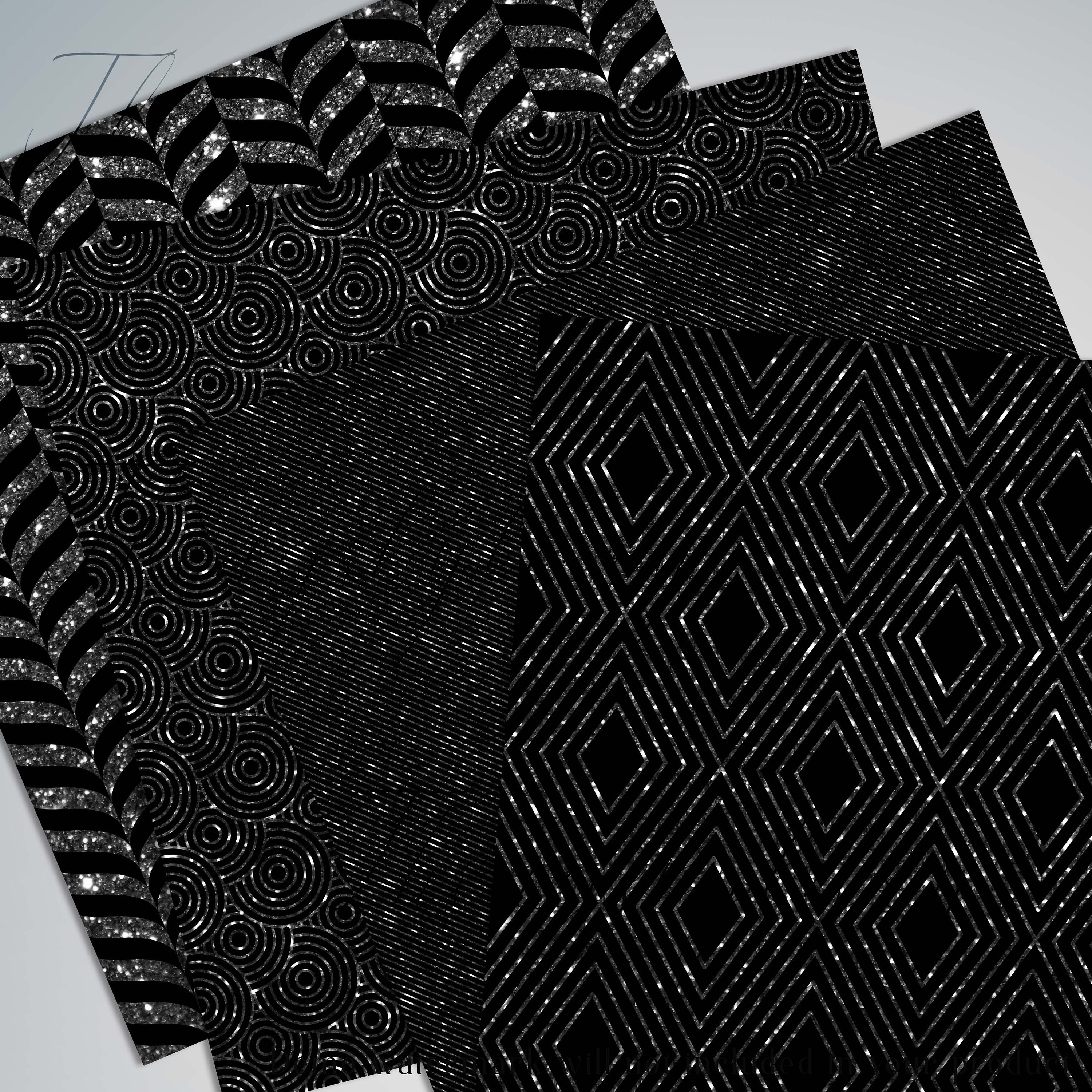 16 Seamless Glitter Black Digital Papers 300 dpi commercial | Etsy