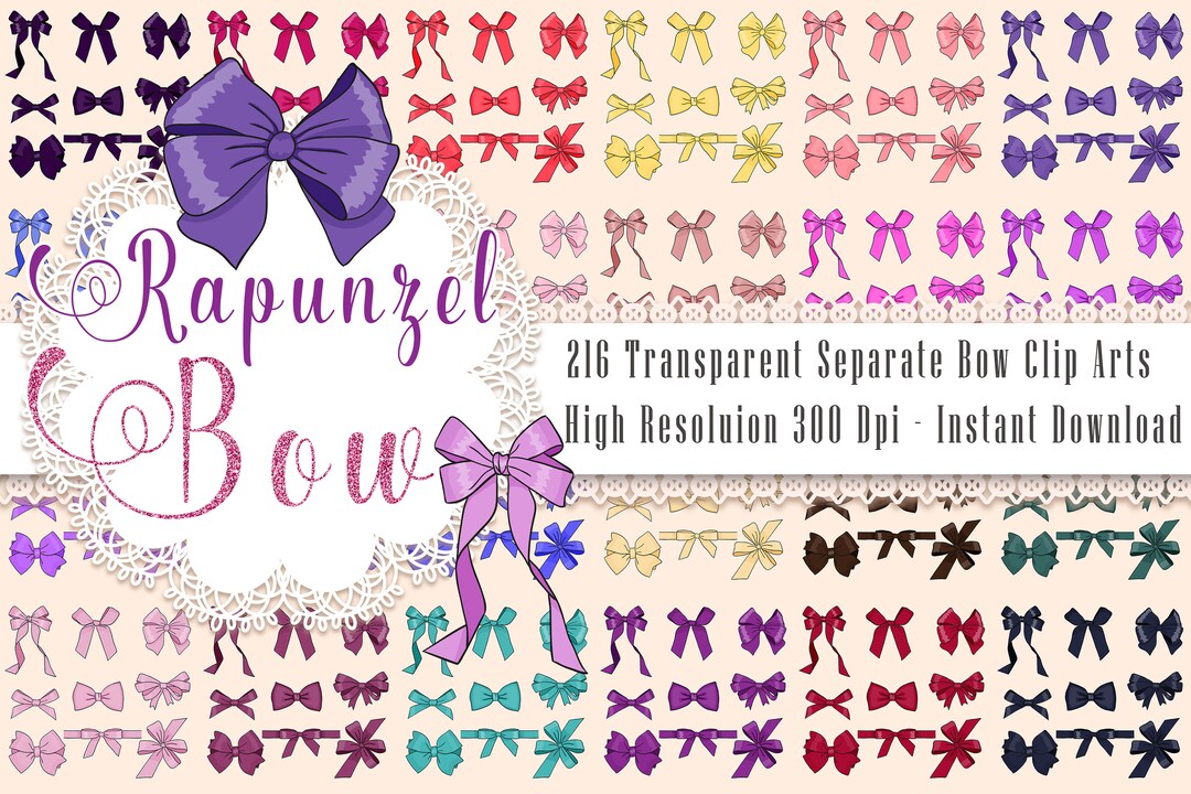 216 Bow Clip Arts, Instant Download, High Resolution 300 Dpi, Separate ...