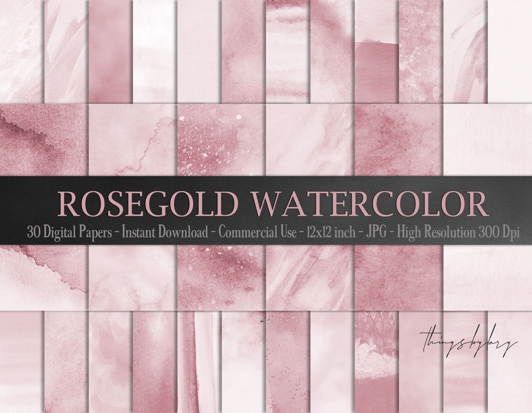 30 Ombre Rosegold Watercolor Digital Papers 12x12in 300 Dpi Instant ...