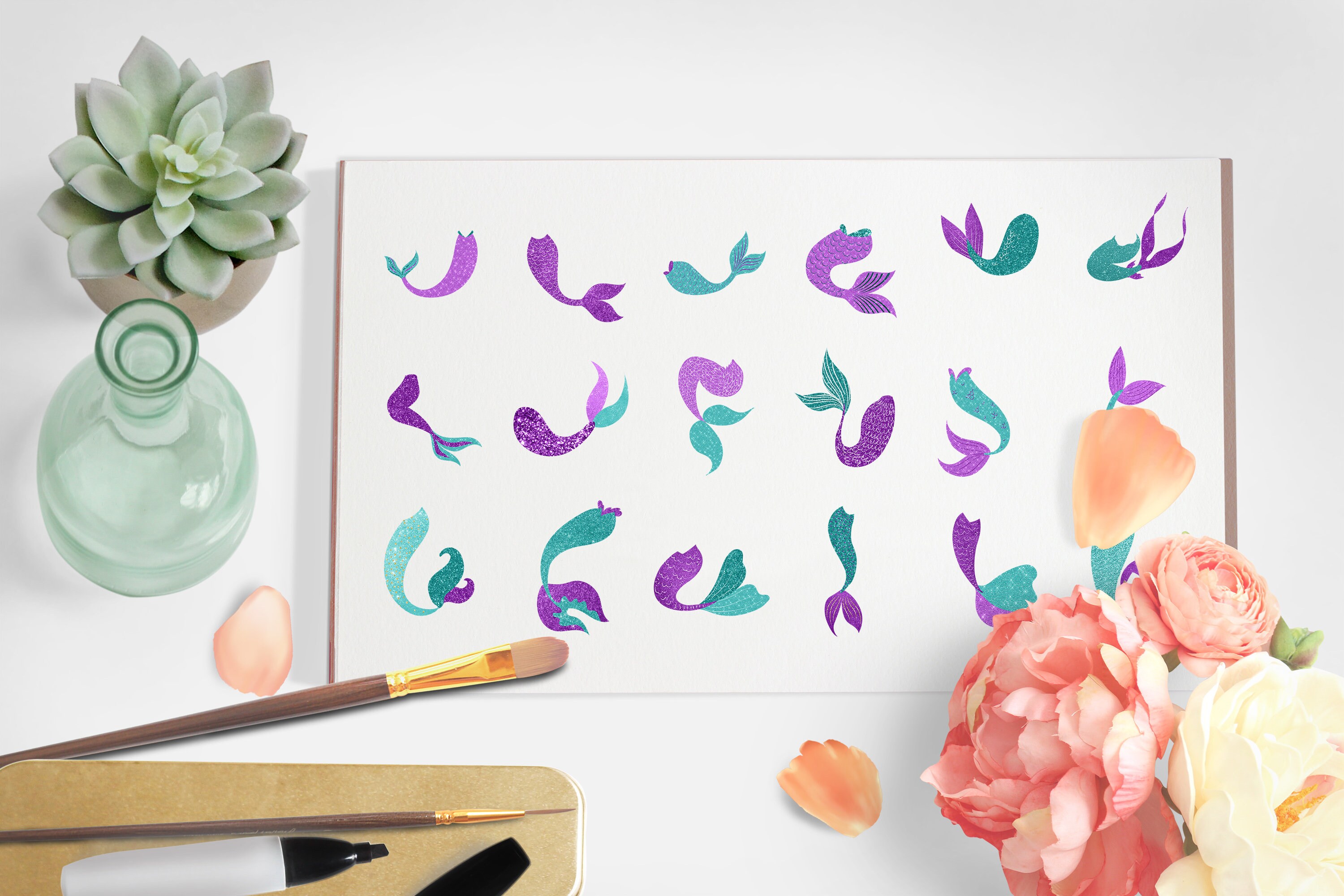 18 Glitter Mermaid Tails Overlay Images 300 Dpi PNG Instant Download ...