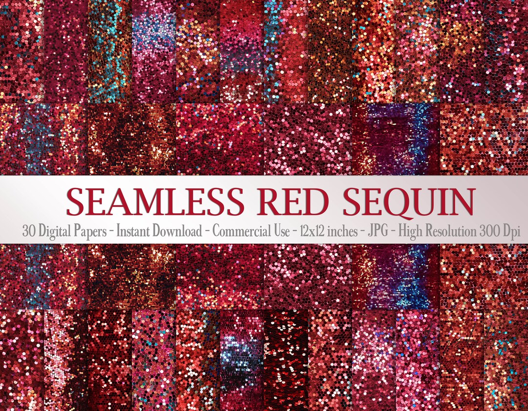 30 Seamless Red Sequin Digital Papers Commercial Use Mermaid Sequin ...