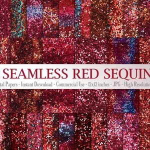 30 Seamless Red Sequin Digital Papers Commercial Use Mermaid Sequin ...
