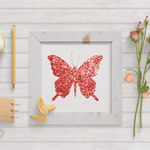 30 Living Coral Foil Glitter Butterfly Digital Images 300 Dpi Instant ...