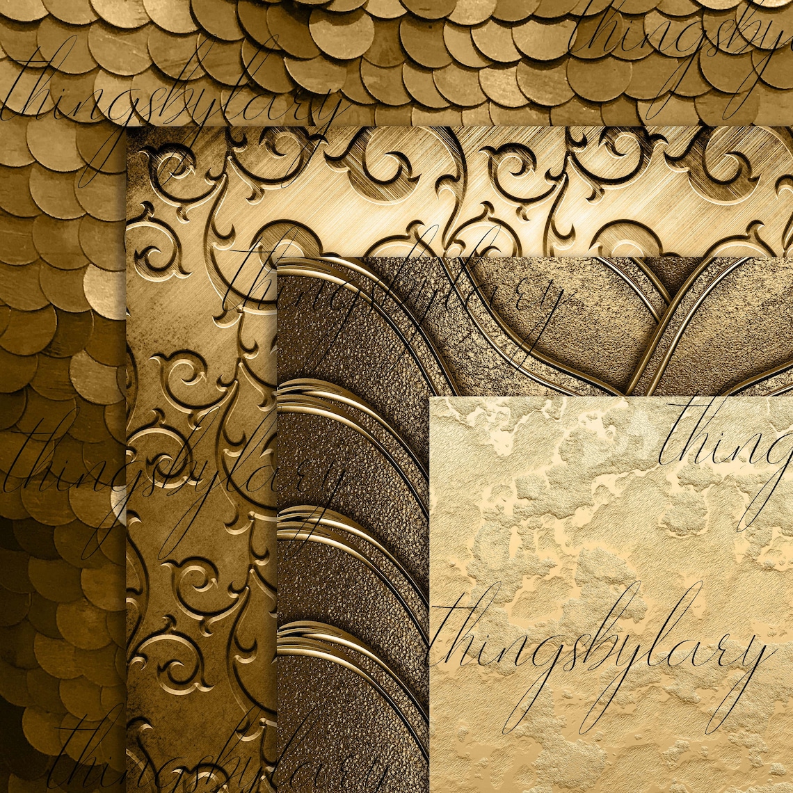 42 Antique Gold Metallic Papers 12 Inch 300 Dpi Instant - Etsy