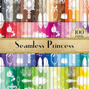 100 Seamless Princess Papers 12", Planner Paper, Commercial, Rainbow ...