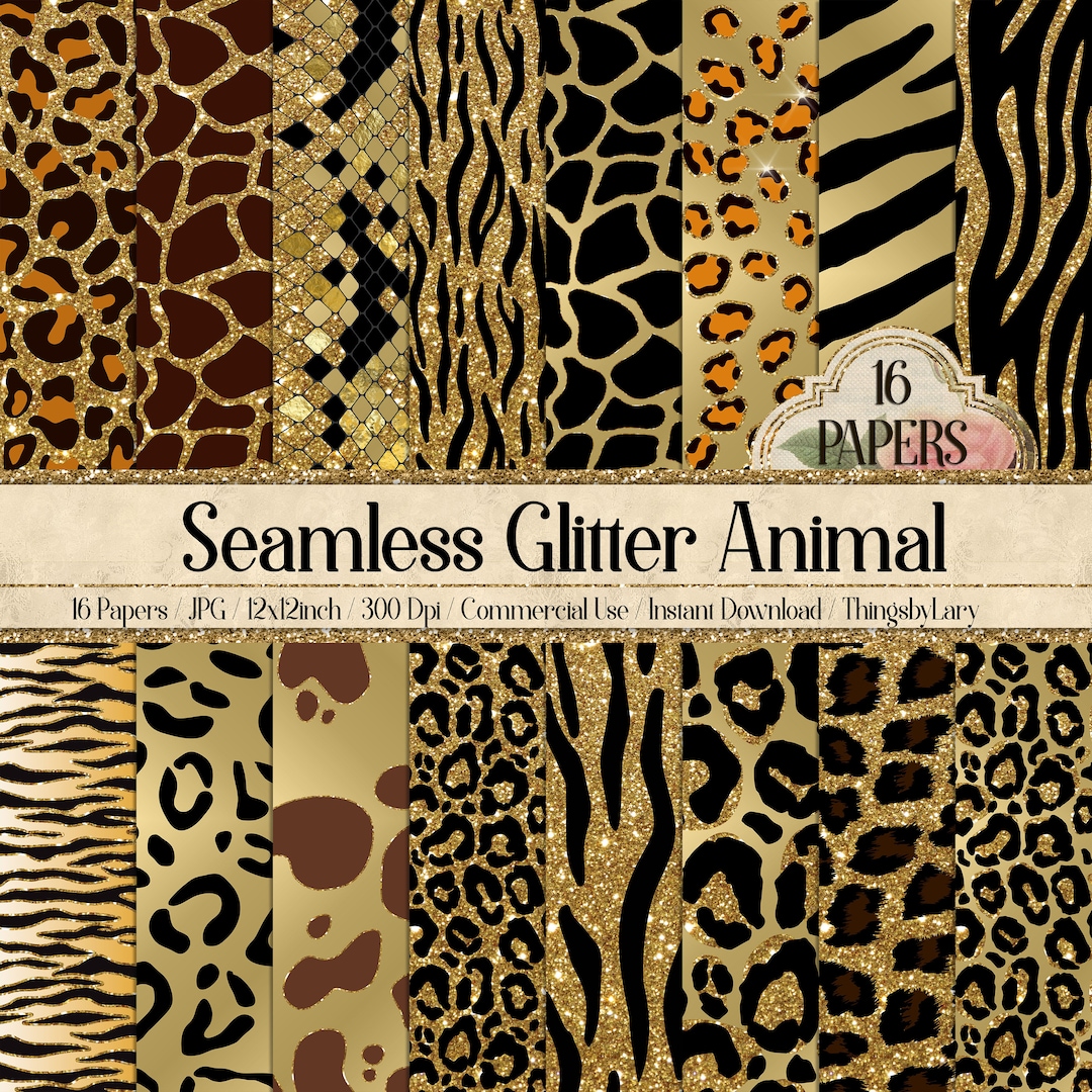 16 Seamless Glitter Animal Skin Prints Digital Papers 12" 300 Dpi ...