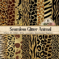 Neon Animal Print Digital Paper | Rainbow Safari Seamless Pattern ...