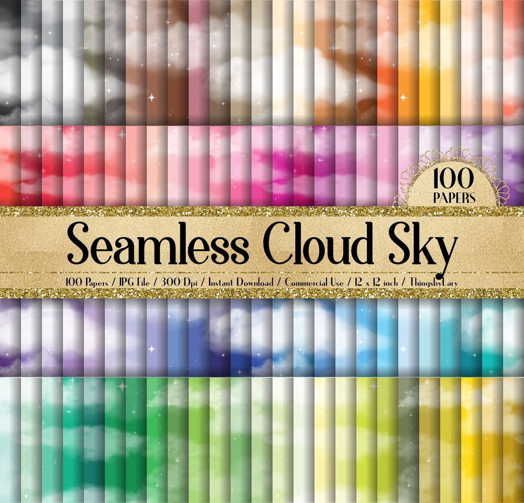 100 Seamless Cloud Star Sky Digital Papers 12x12" 300 Dpi Commercial ...