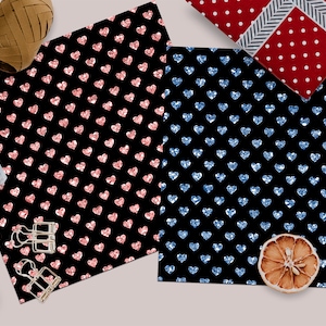 100 Seamless Black and Glitter Heart Pattern Digital Papers 12x12" 300 ...