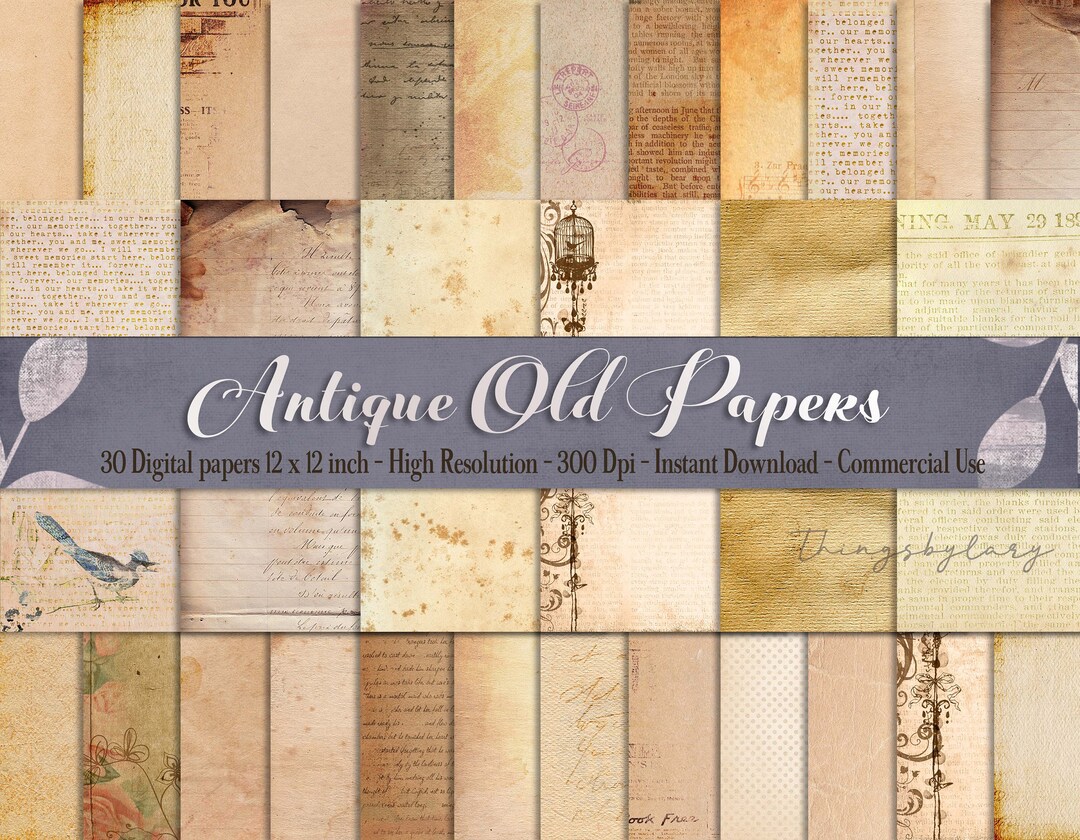 30 Antique Vintage Old Digital Papers 12 Inch 300 Dpi Planner Paper ...