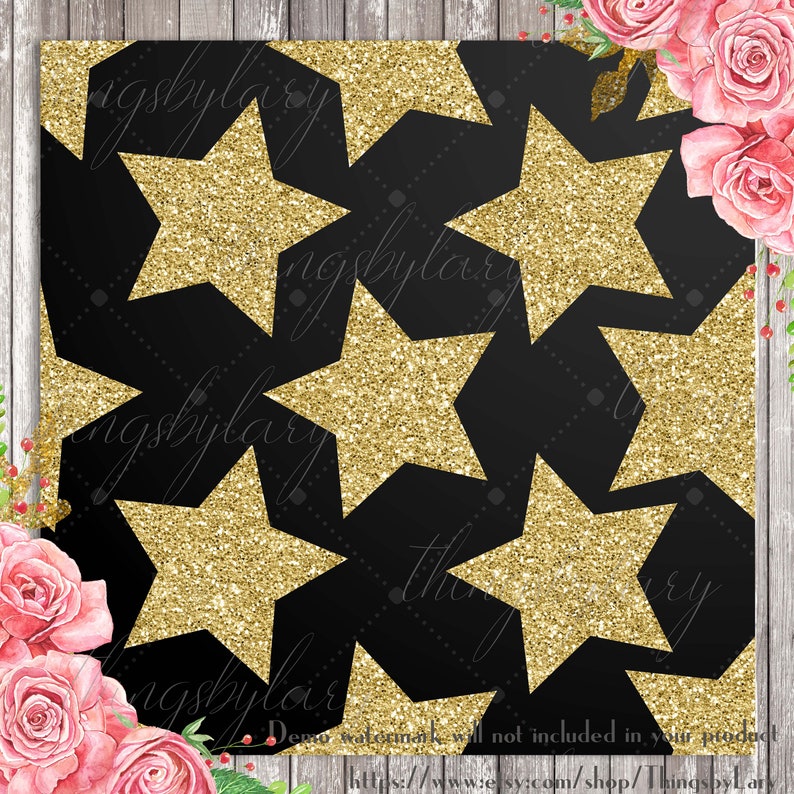 12 Gold Glitter Star Overlay Images, Transparent PNG 300 Dpi 12inch ...