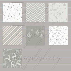 16 Seamless Silver Neutral Christmas Digital Papers 12" 300 Dpi Instant ...