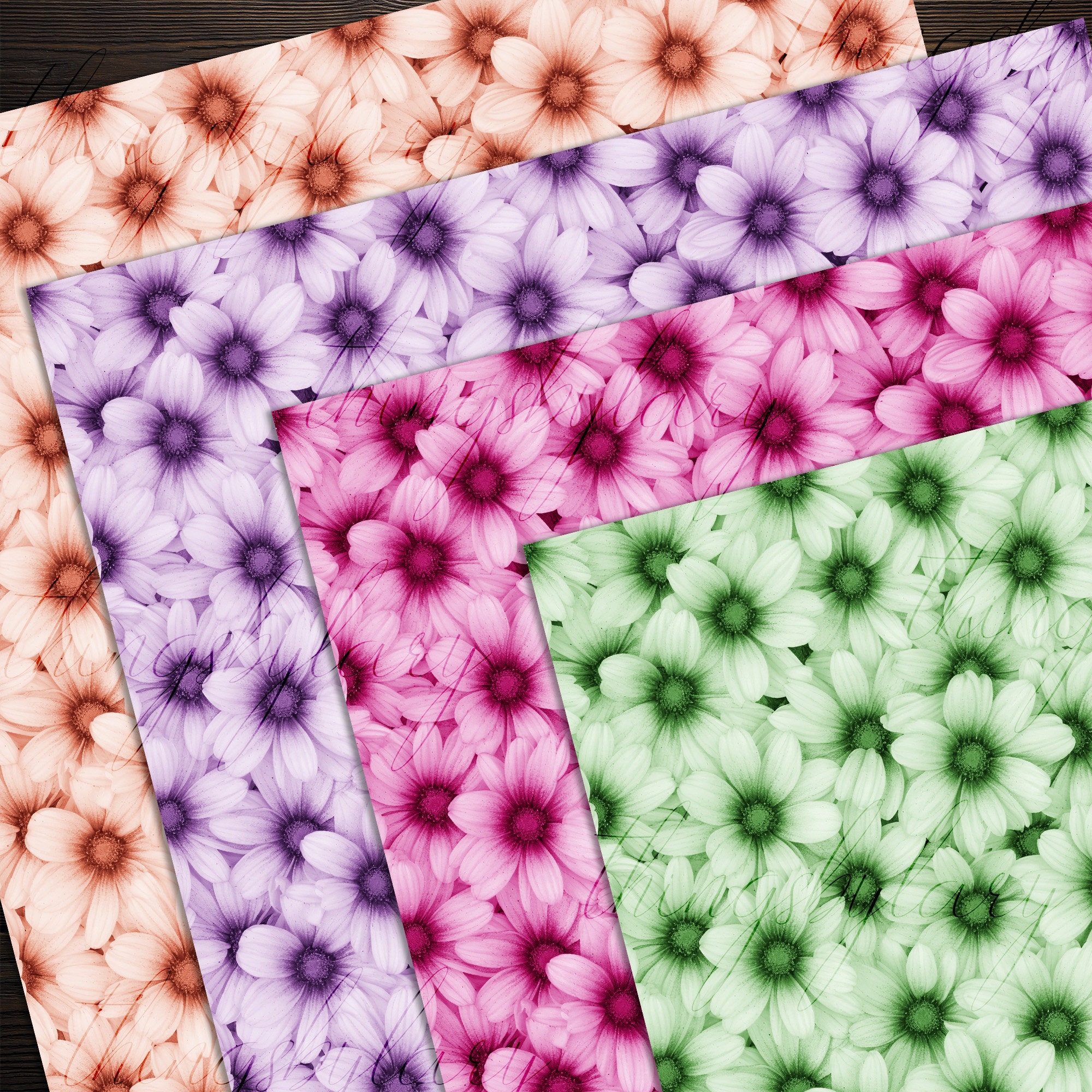 100 Seamless Daisy Flowers Digital Papers Commercial Use Daisy ...