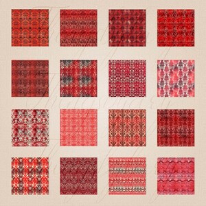 30 Seamless Vintage Red Faded Damask Digtal Papers 12x12" 300 Dpi ...